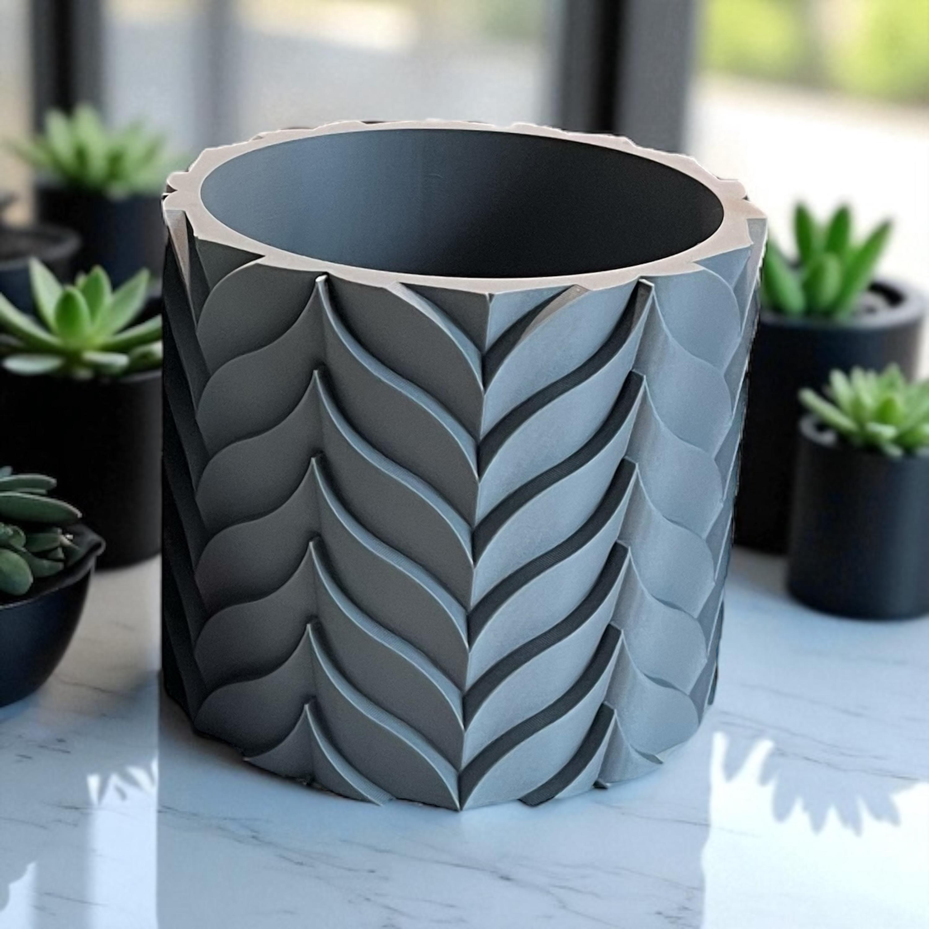 Modern Leaf Plant Pot Geometric Pattern Planter - Etsy