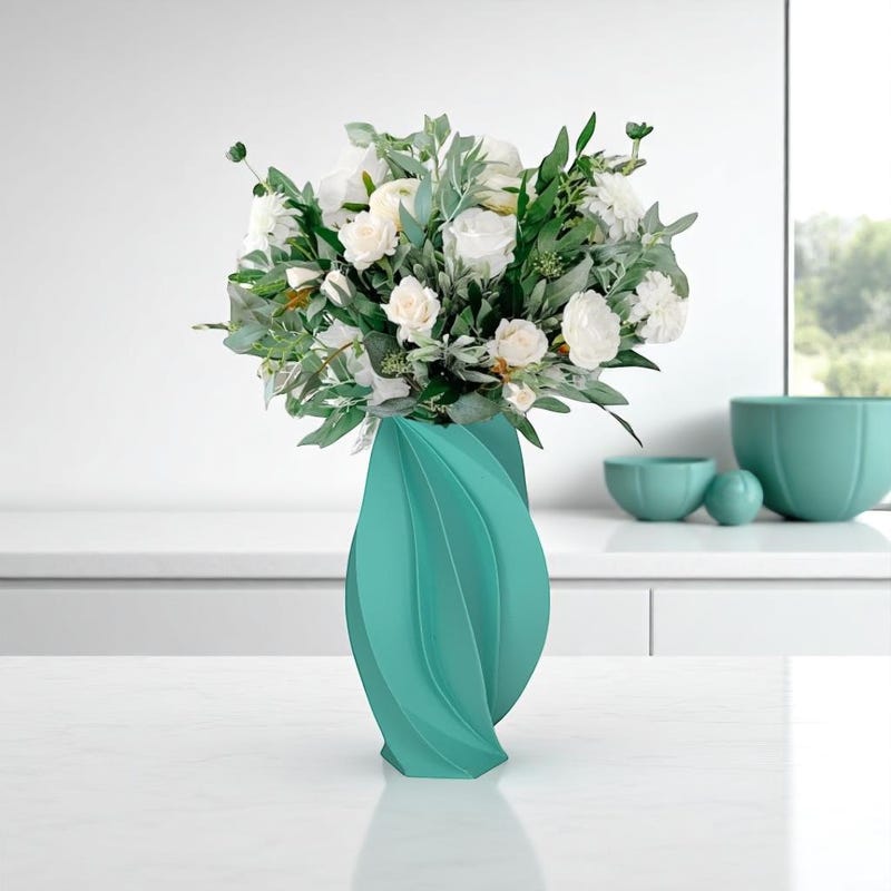 Teal Flower Vase - Etsy