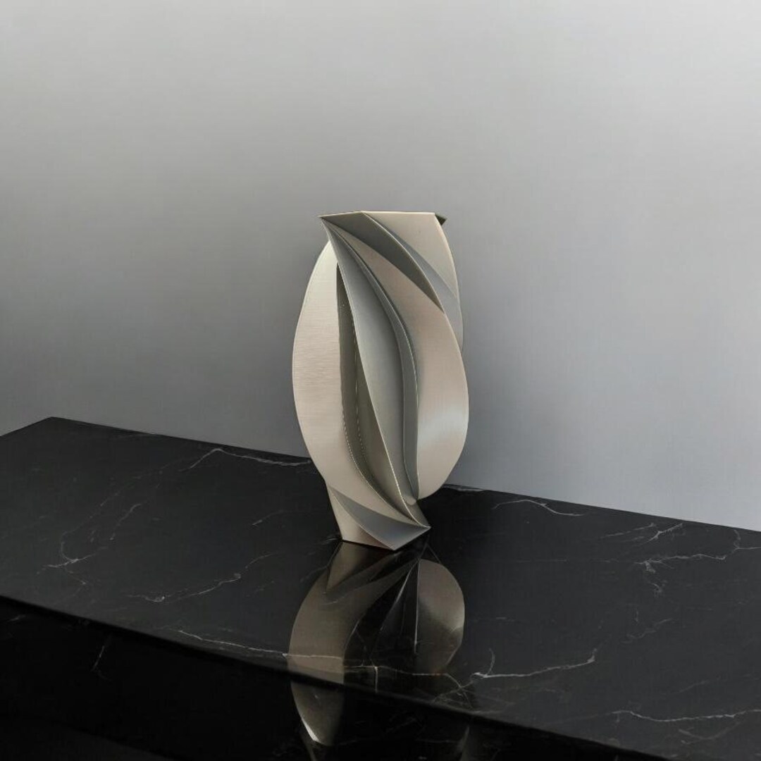 Sleek Modern Swirl Vase Silver Gloss - Etsy