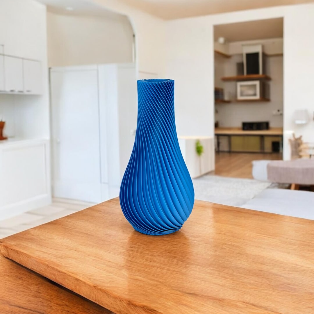 Royal Blue Helix Vase Contemporary Centerpiece Floral Vase Tabletop Art ...