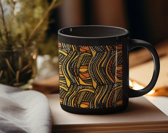 African Art Mug With Ankara Design Black Ceramic Coffee Mug 11 Oz ...