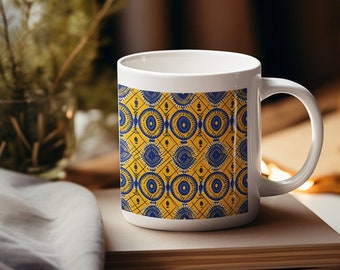 African Art Mug With Ankara Design Black Ceramic Coffee Mug 11 Oz ...