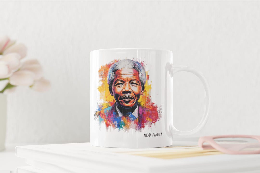 Nelson Mandela Inspired Mug Black Hero Mug Street Art Design bh5b Black ...