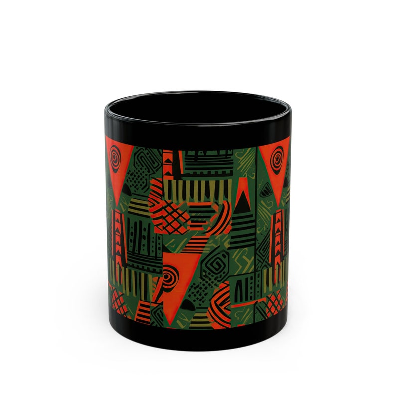African Art Mug With Ankara Design Black Ceramic Coffee Mug 11 Oz ...