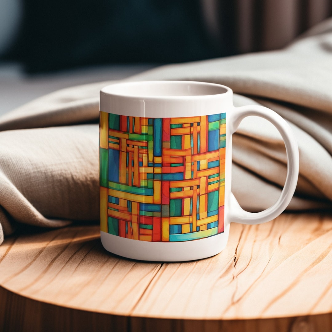 African Art Mug With Kente Cloth Design White Ceramic Coffee Mug 11 Oz ...