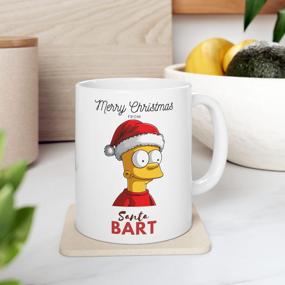 Santa Bart Mug, Bart Inspired Mug, Christmas Theme Mug, Christmas Gift ...