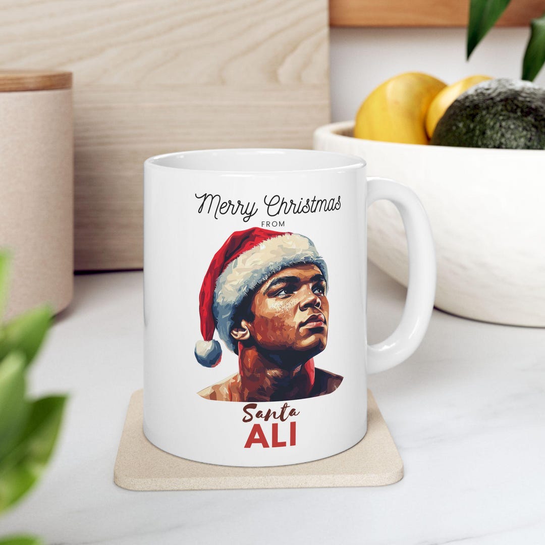 Santa Ali, Muhammad Ali Inspired Mug, Santa Claus Mug, Funny Christmas ...