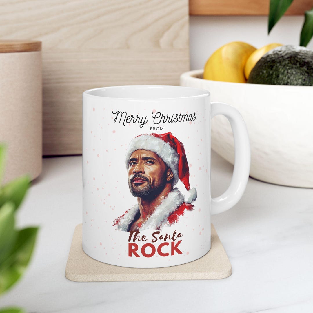 The Santa Rock Mug Dwayne the Rock Johnson Inspired Mug Christmas Theme ...