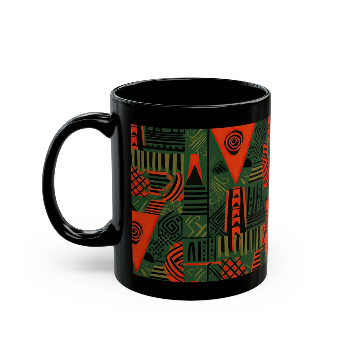 African Art Mug With Ankara Design Black Ceramic Coffee Mug 11 Oz ...