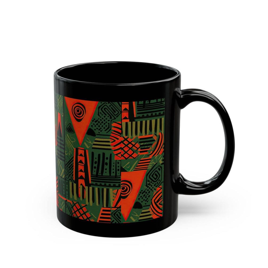 African Art Mug With Ankara Design Black Ceramic Coffee Mug 11 Oz ...