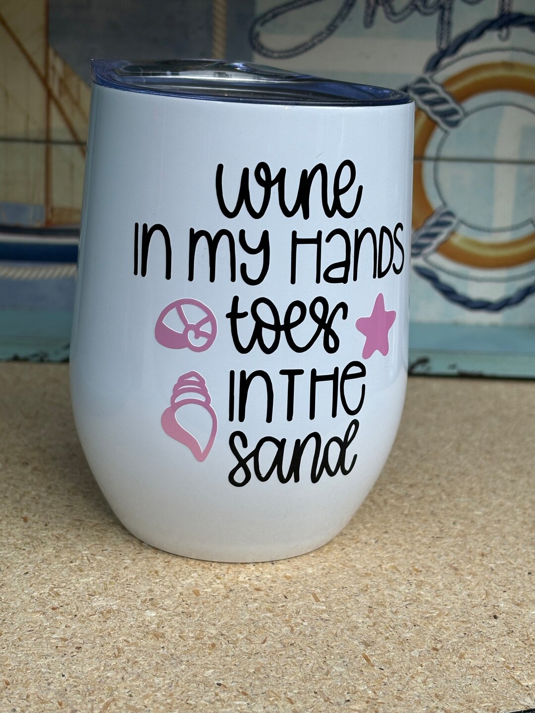 Wine in My Hands, Toes in the Sand- Wine Tumbler - Etsy