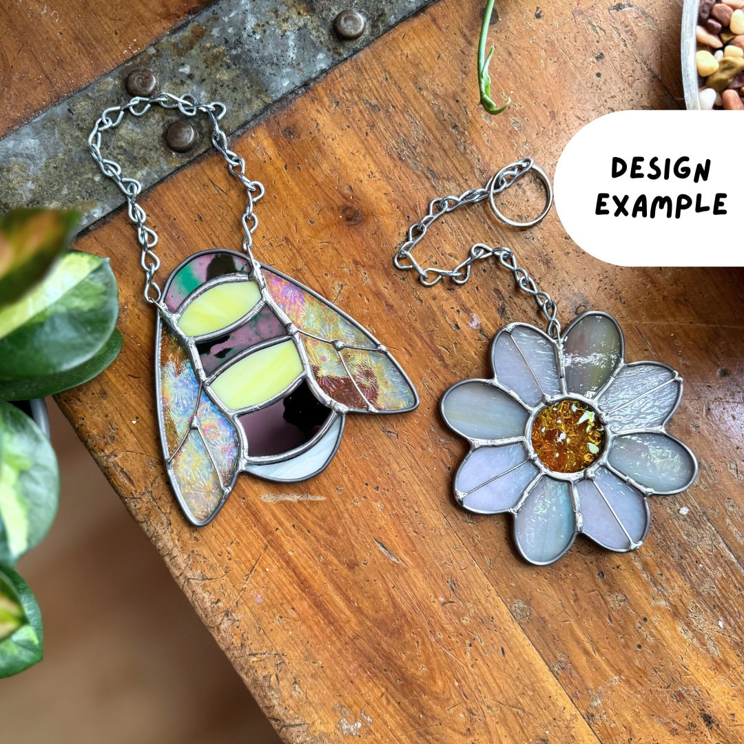 Bumblebee and Daisy • Stained Glass Pattern // DIGITAL DOWNLOAD Hobby ...