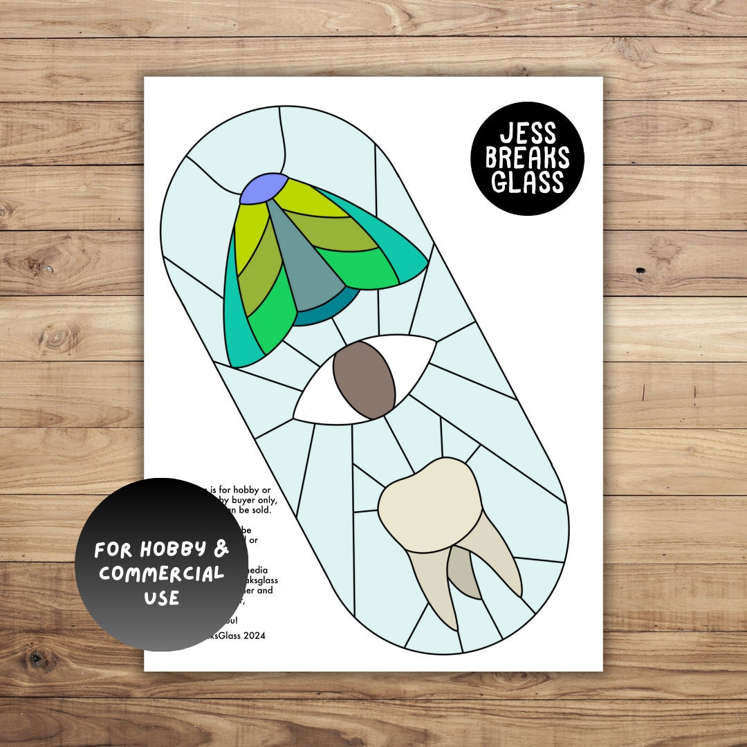 Moth Eye Tooth • Stained Glass Pattern // DIGITAL DOWNLOAD Hobby and ...