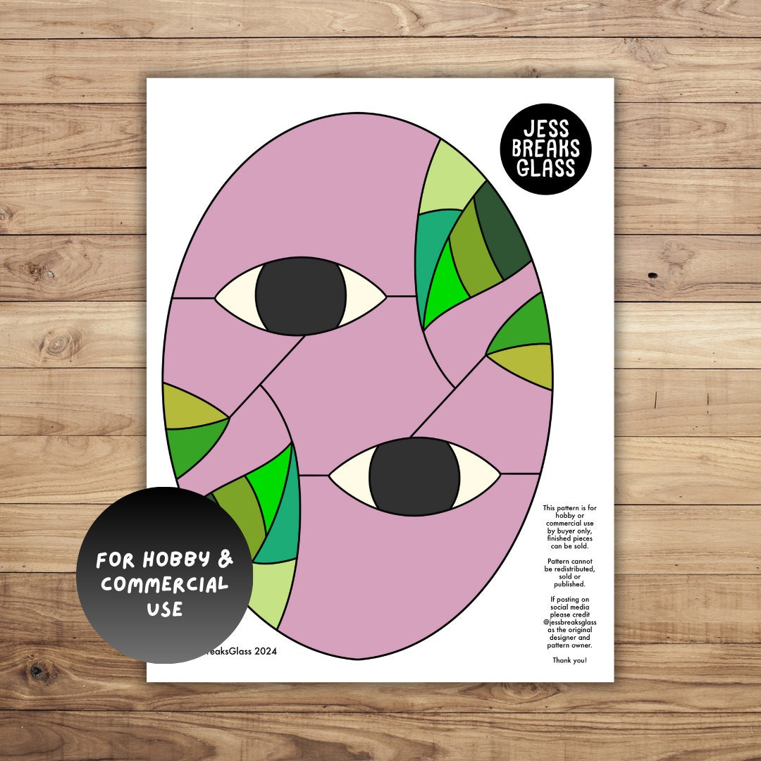 Eyes and Leaves • Stained Glass Pattern // DIGITAL DOWNLOAD Hobby and ...