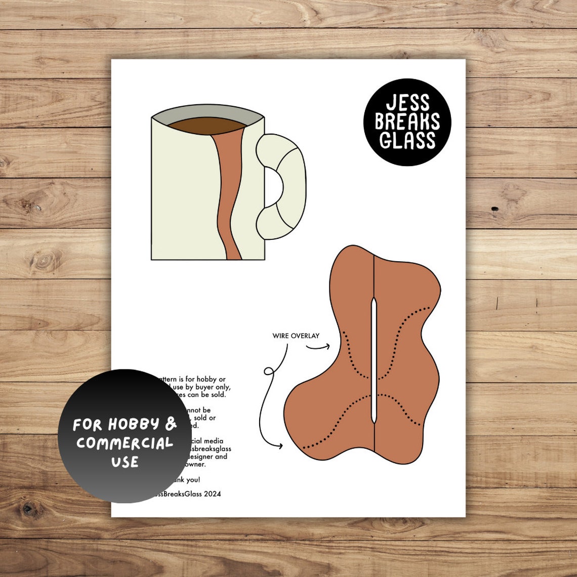Coffee Spill Standee Stained Glass Pattern // DIGITAL DOWNLOAD Hobby ...