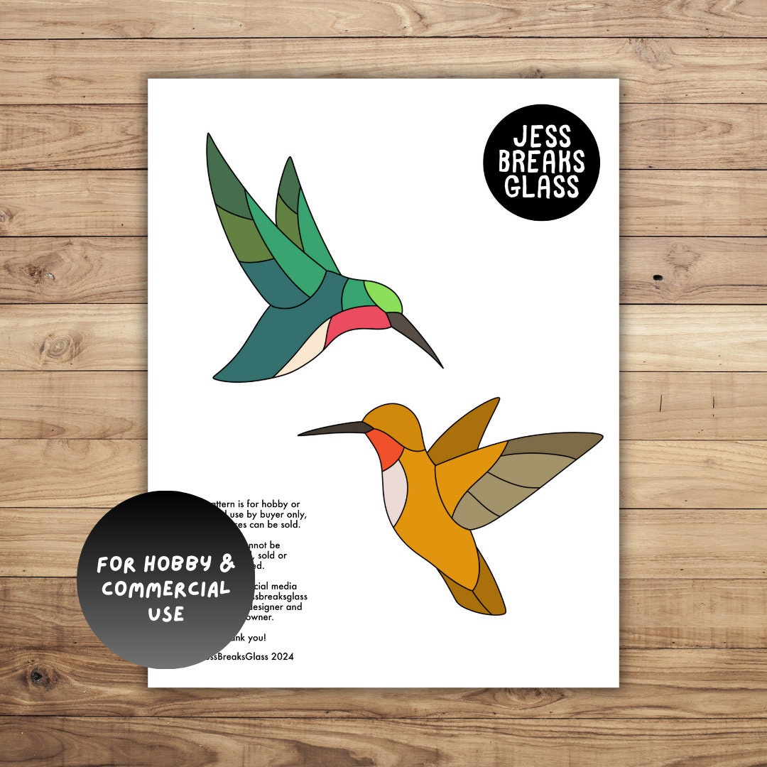 Hummingbirds • Stained Glass Pattern // DIGITAL DOWNLOAD Hobby and ...