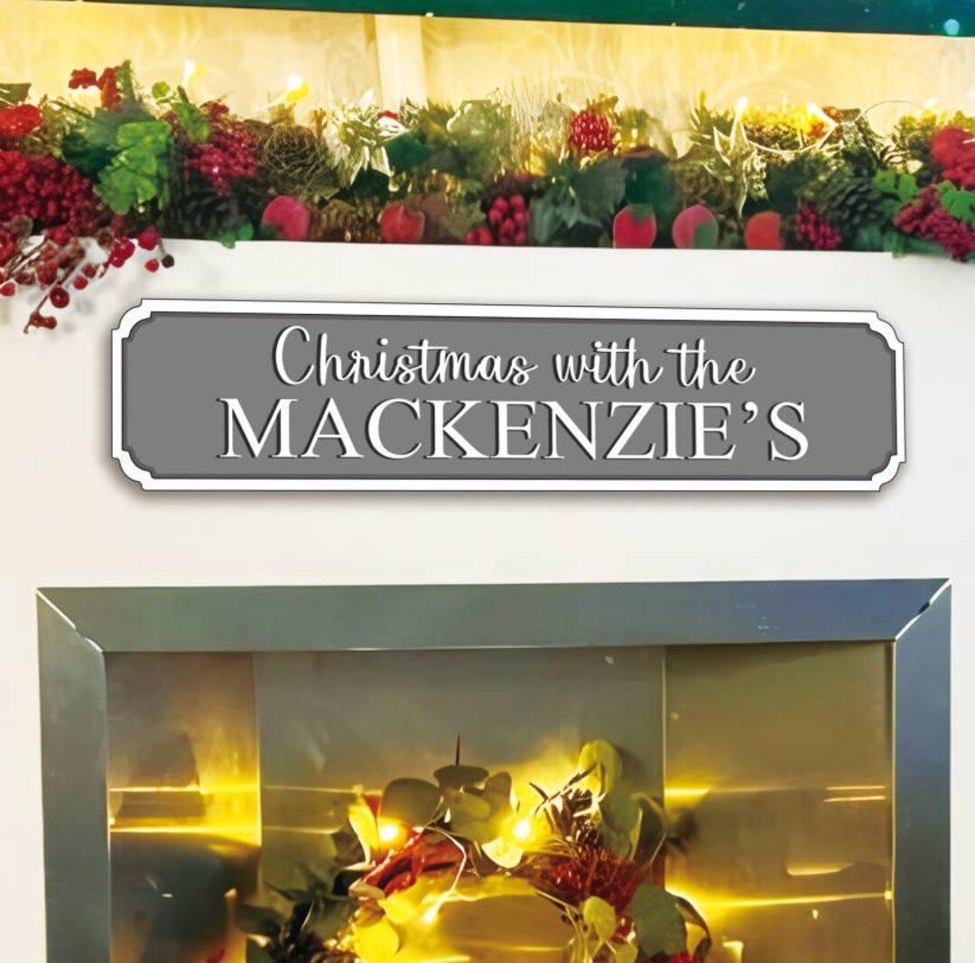 Personalised Christmas Sign, Holiday Wall Decor, Family Name, Custom ...