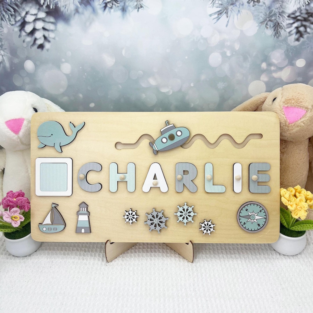 Wooden Toys for 1 Year Old, Personalized Wooden Name Puzzle, Custom ...