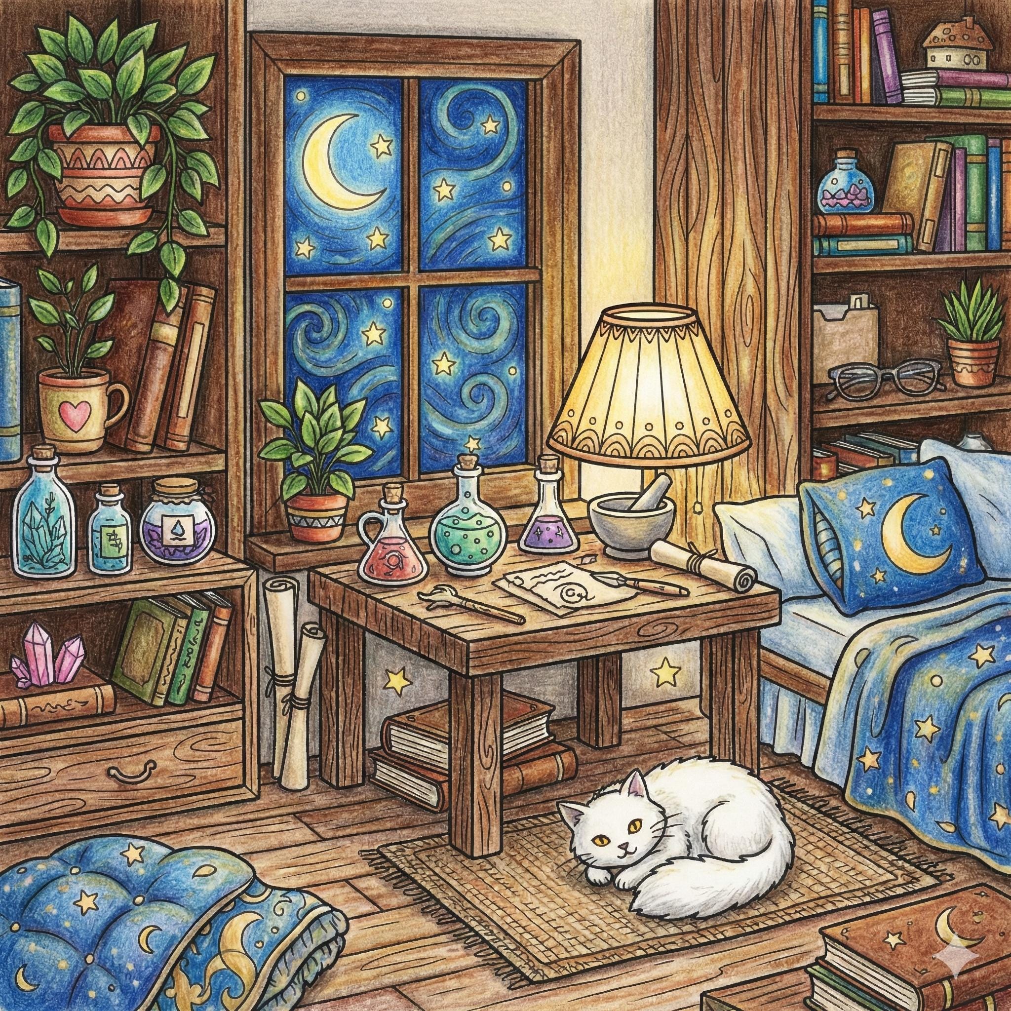 30 Pages Cozy Doodle Coloring Book | Stress Relief Coloring | Whimsical ...