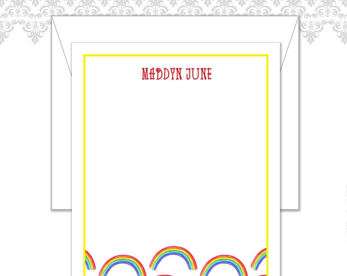Rainbow Stationery Set of 10 Note Cards With Envelopes, Rainbow Pattern ...