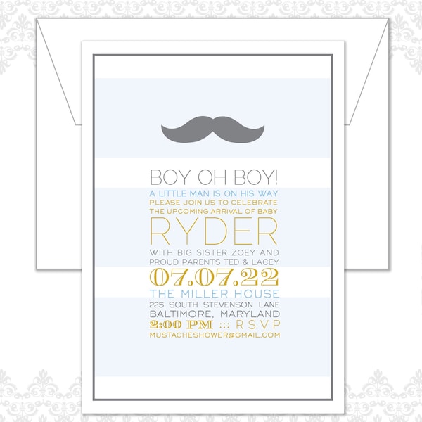 Mustache Baby Shower Invitation - Etsy