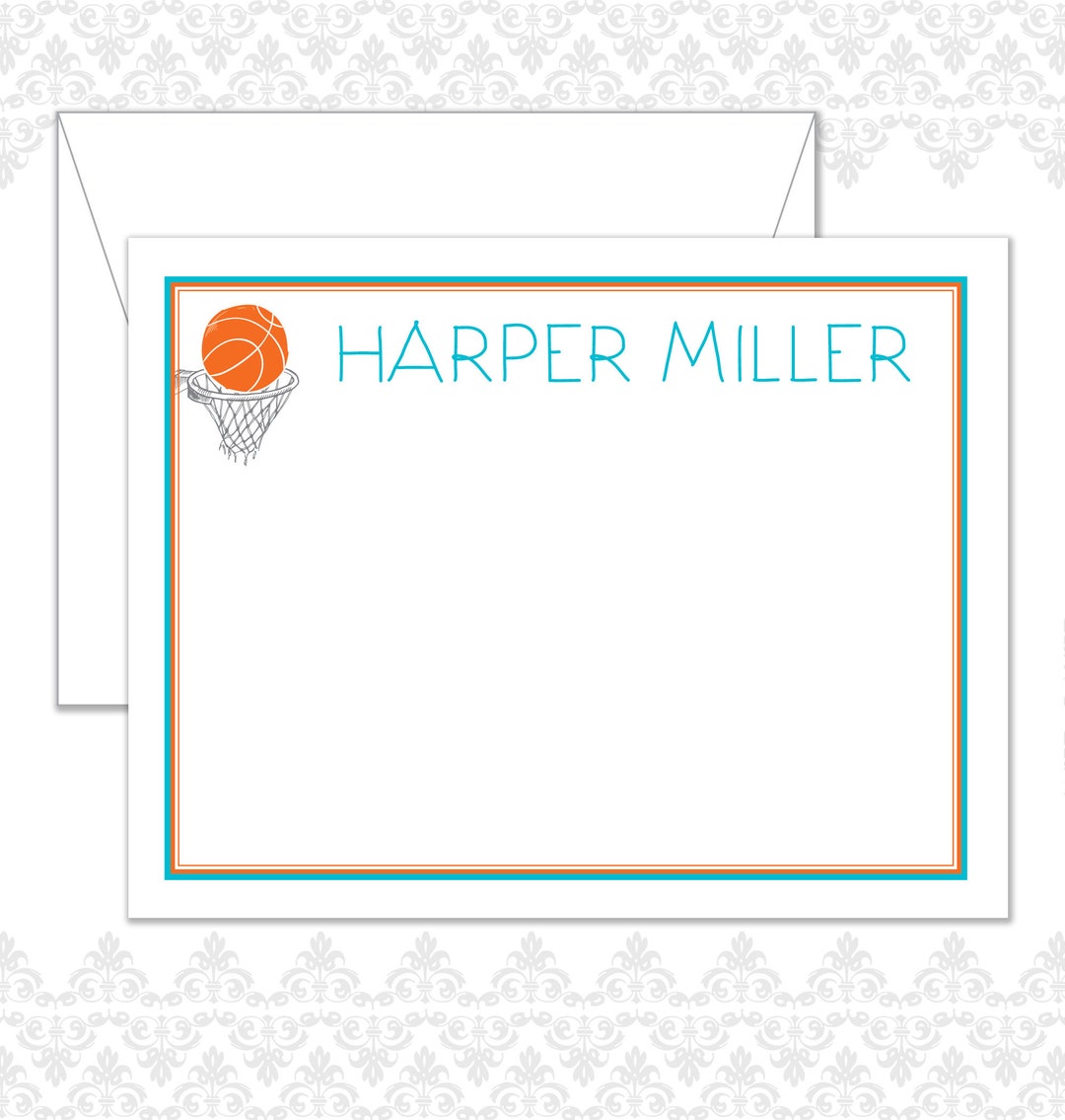 Basketball Stationery Set of 10 With Envelopes, Basketball, Basketball ...