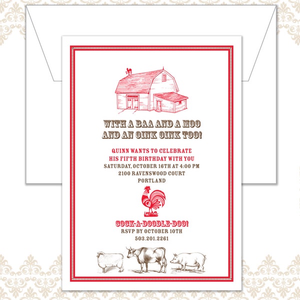 Rooster Birthday Invite - Etsy