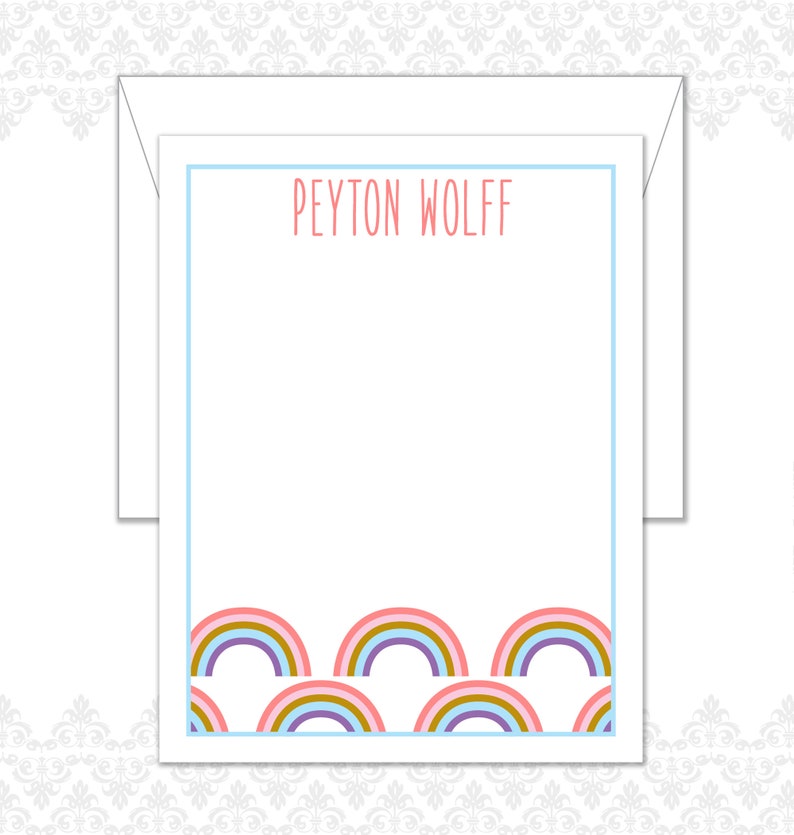 Rainbow Stationery Set of 10 Note Cards With Envelopes, Rainbow Pattern ...