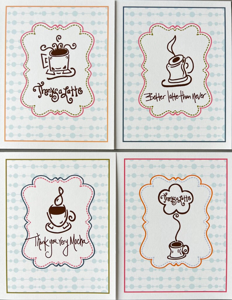 Coffee Themed Greeting Cards Pack of 14, Variety Pack, Thanks a Latte ...