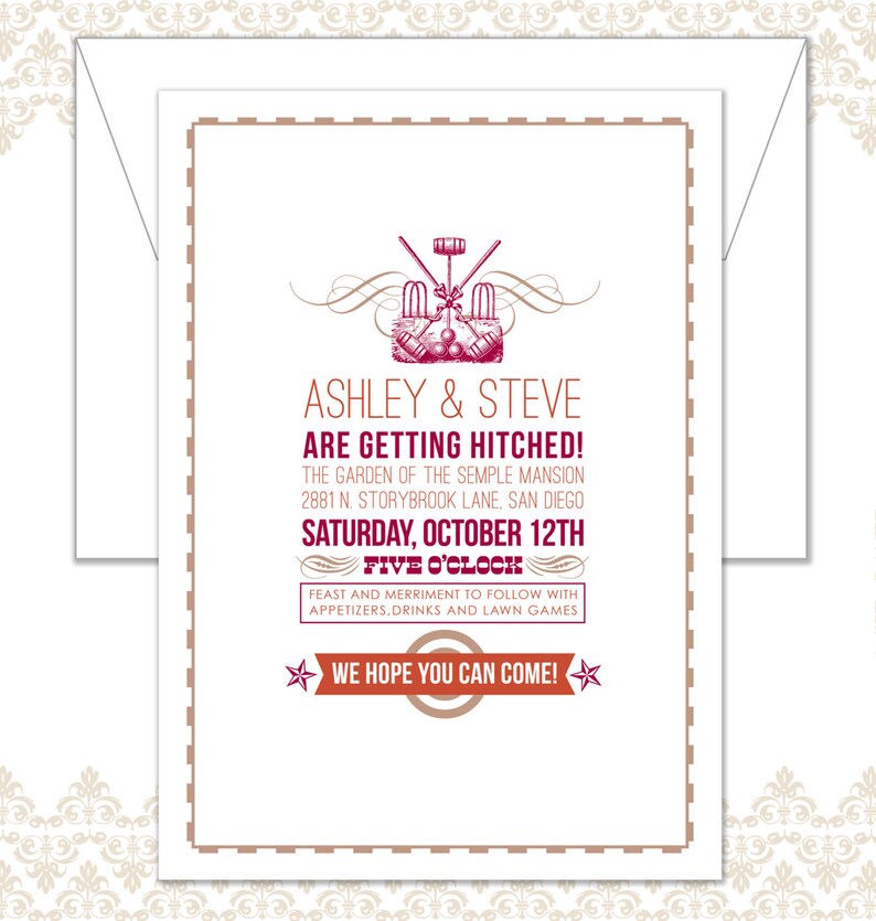 Croquet Wedding Invite Croquet Invite Garden Wedding Invite Modern ...