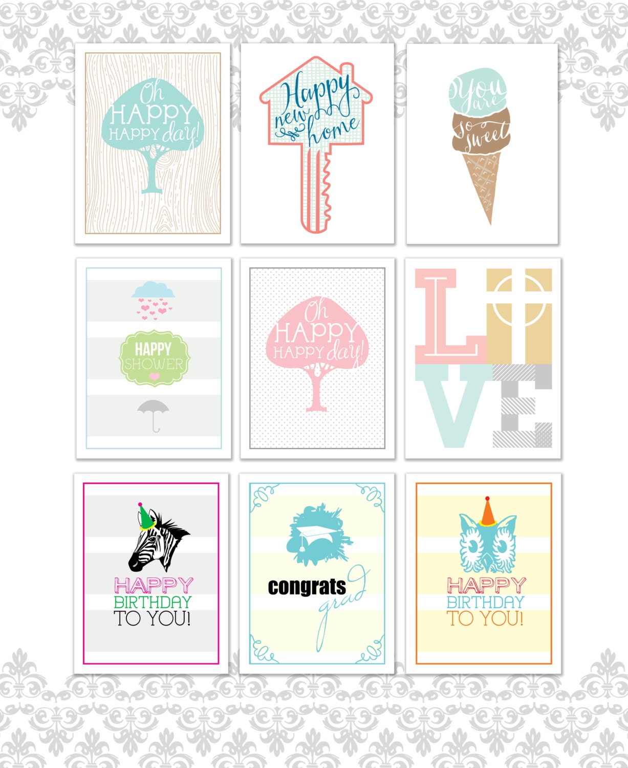 Variety Greeting Cards Pack of 9, Greeting Card Variety Pack, Wedding ...