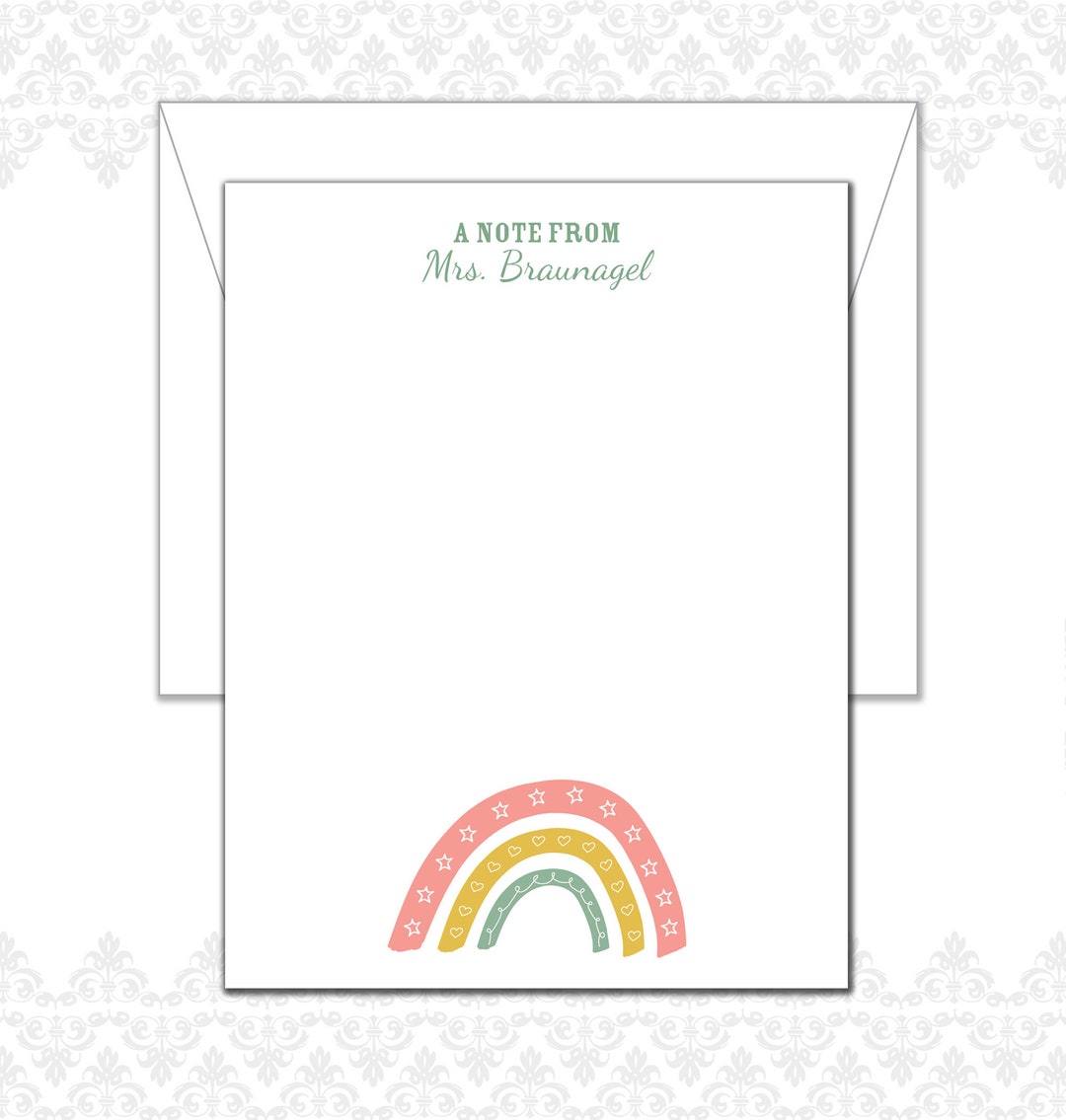 Boho Rainbow Stationery Set of 20 Note Cards With Envelopes, Rainbow ...