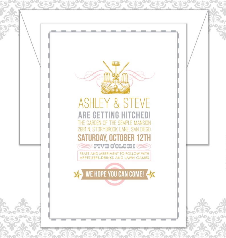 Croquet Wedding Invite Croquet Invite Garden Wedding Invite Modern ...