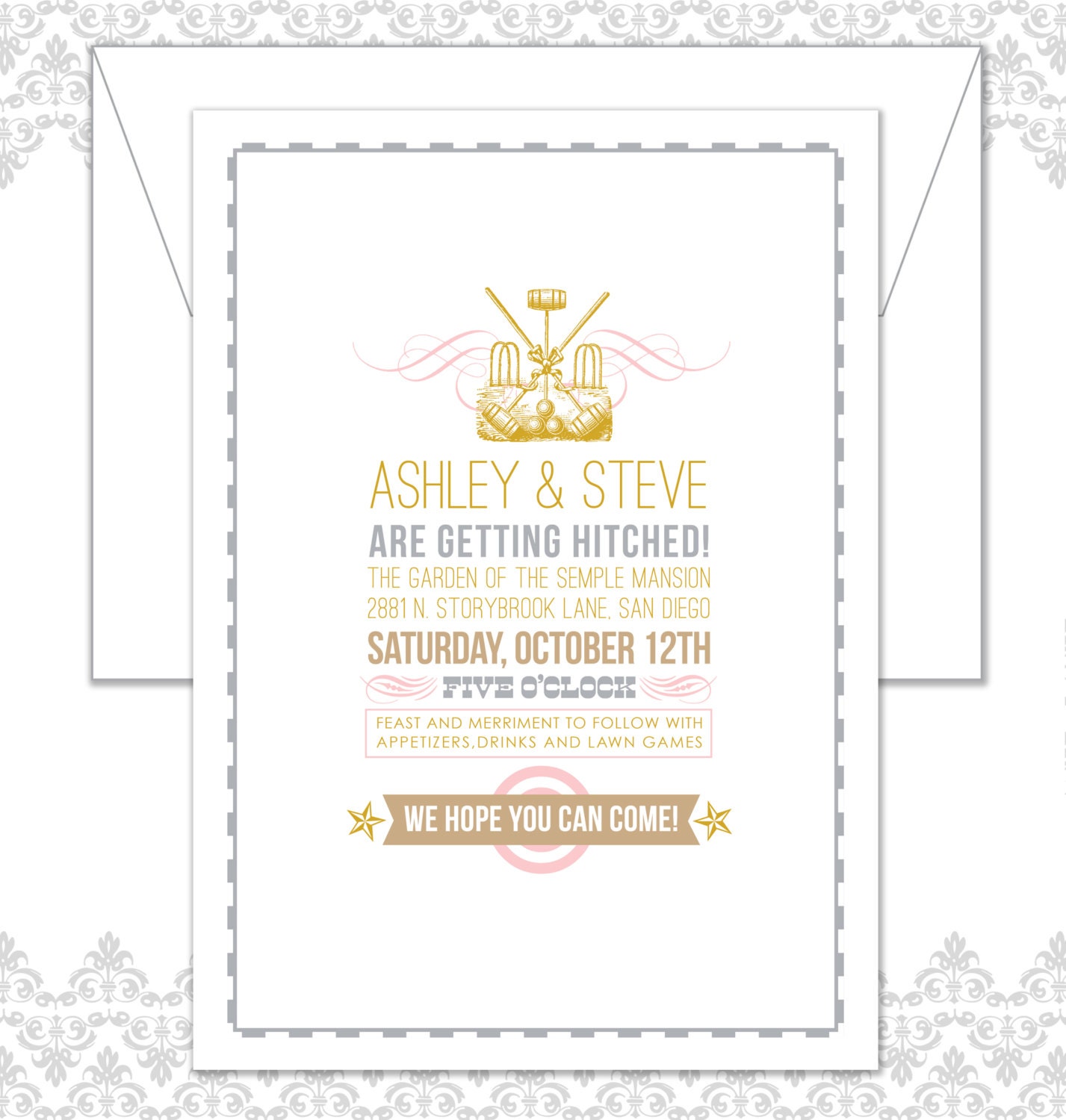 Croquet Wedding Invite Croquet Invite Garden Wedding Invite Modern ...