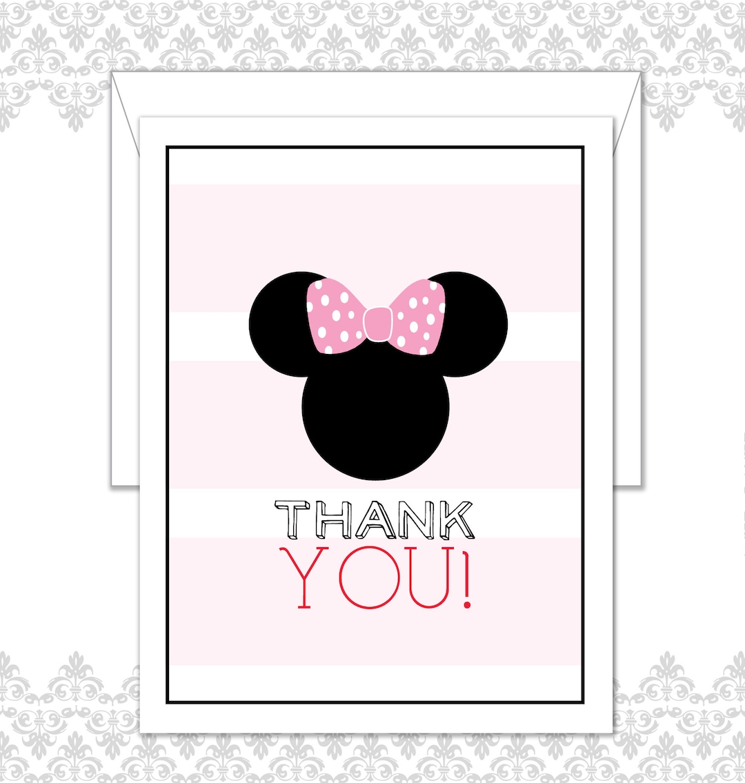 Minnie Mouse Stationery Set of 20 Folded Cards, Minnie Mouse Cards ...