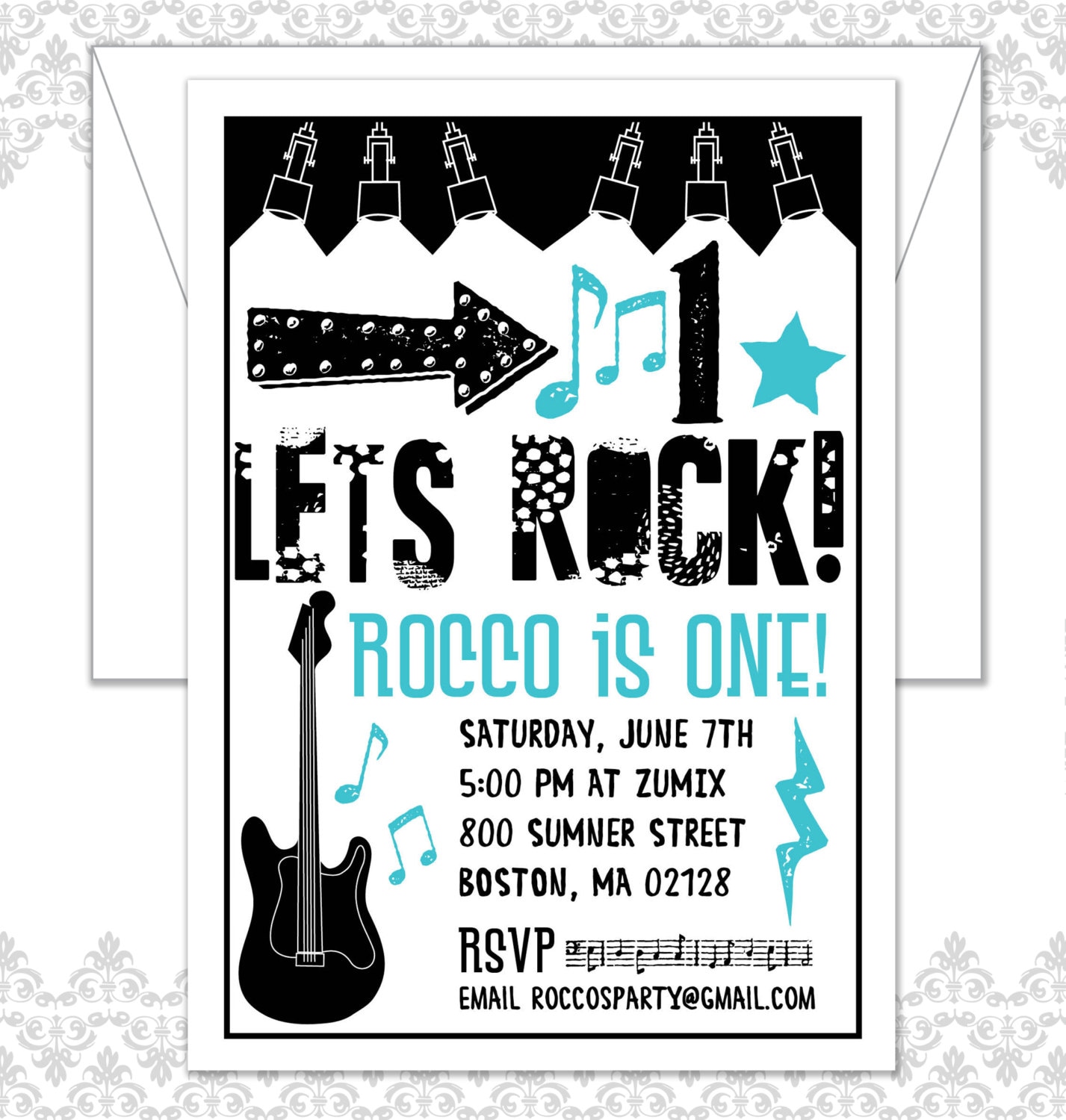 Rockstar Birthday Invitation, Rocker Birthday, Rocker Party, First ...
