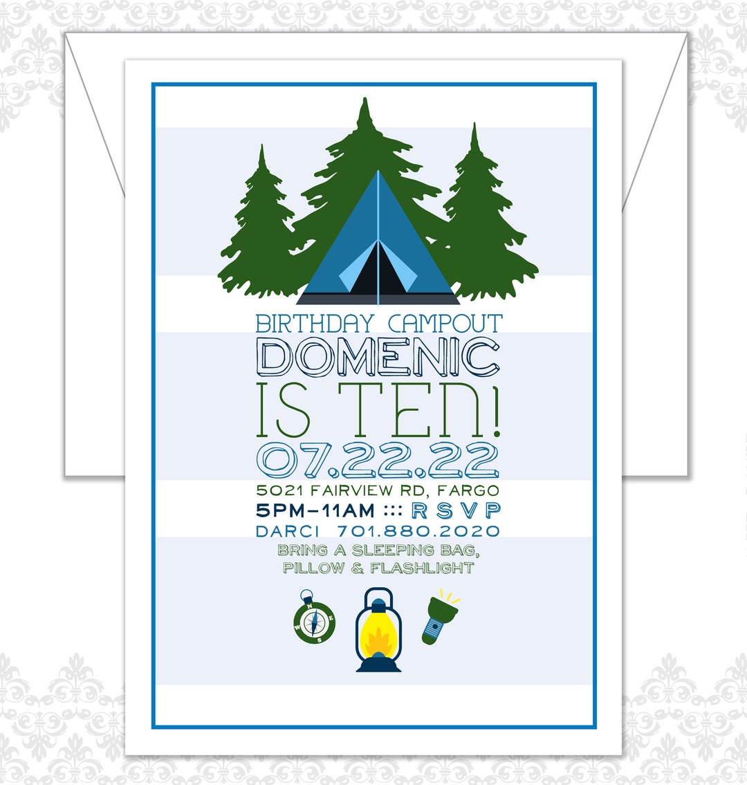 Backyard Campout Birthday Invitation, Camping Invite, Tent, Backyard ...
