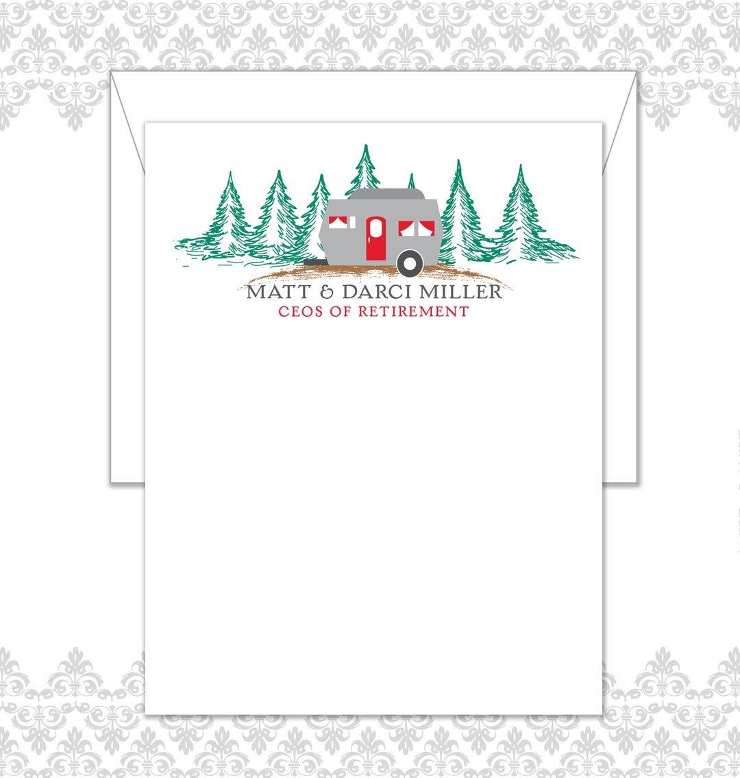 Camper Retirement Stationery Set of 10 With Envelopes, Retirement Cards ...