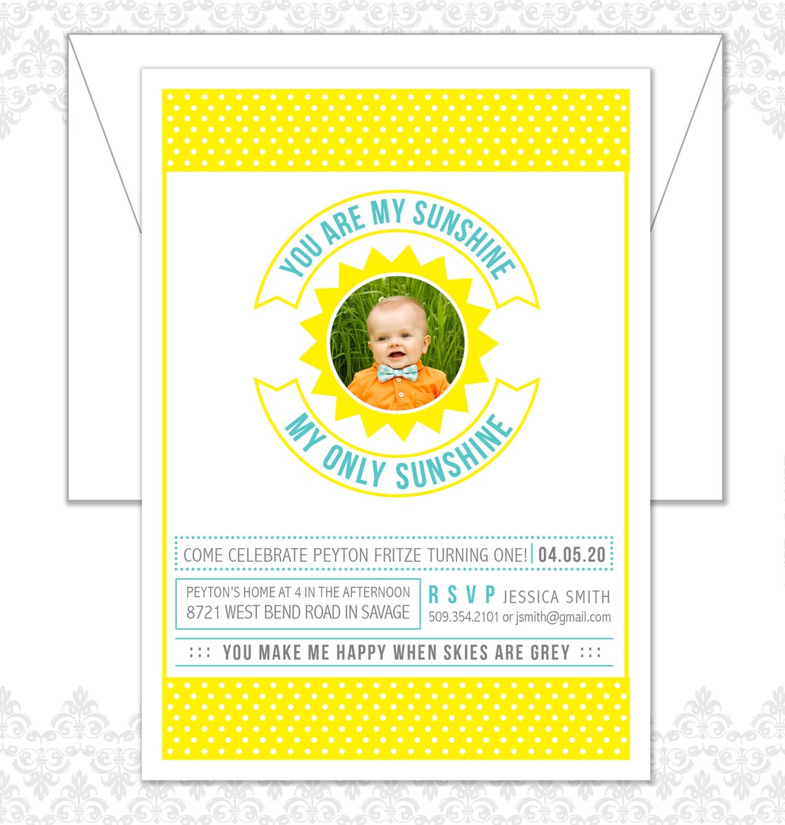 You Are My Sunshine Birthday Invite, Photo Invite, Sunny, Sunshine ...