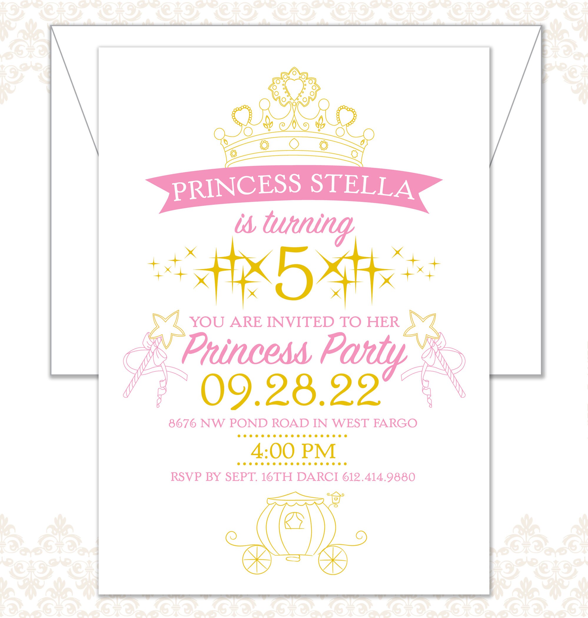 Princess Birthday Invitation Modern Princess Invite Princess - Etsy