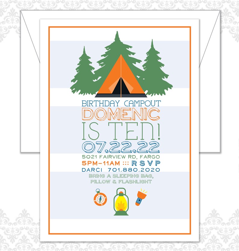 Backyard Campout Birthday Invitation Camping Invite Tent - Etsy