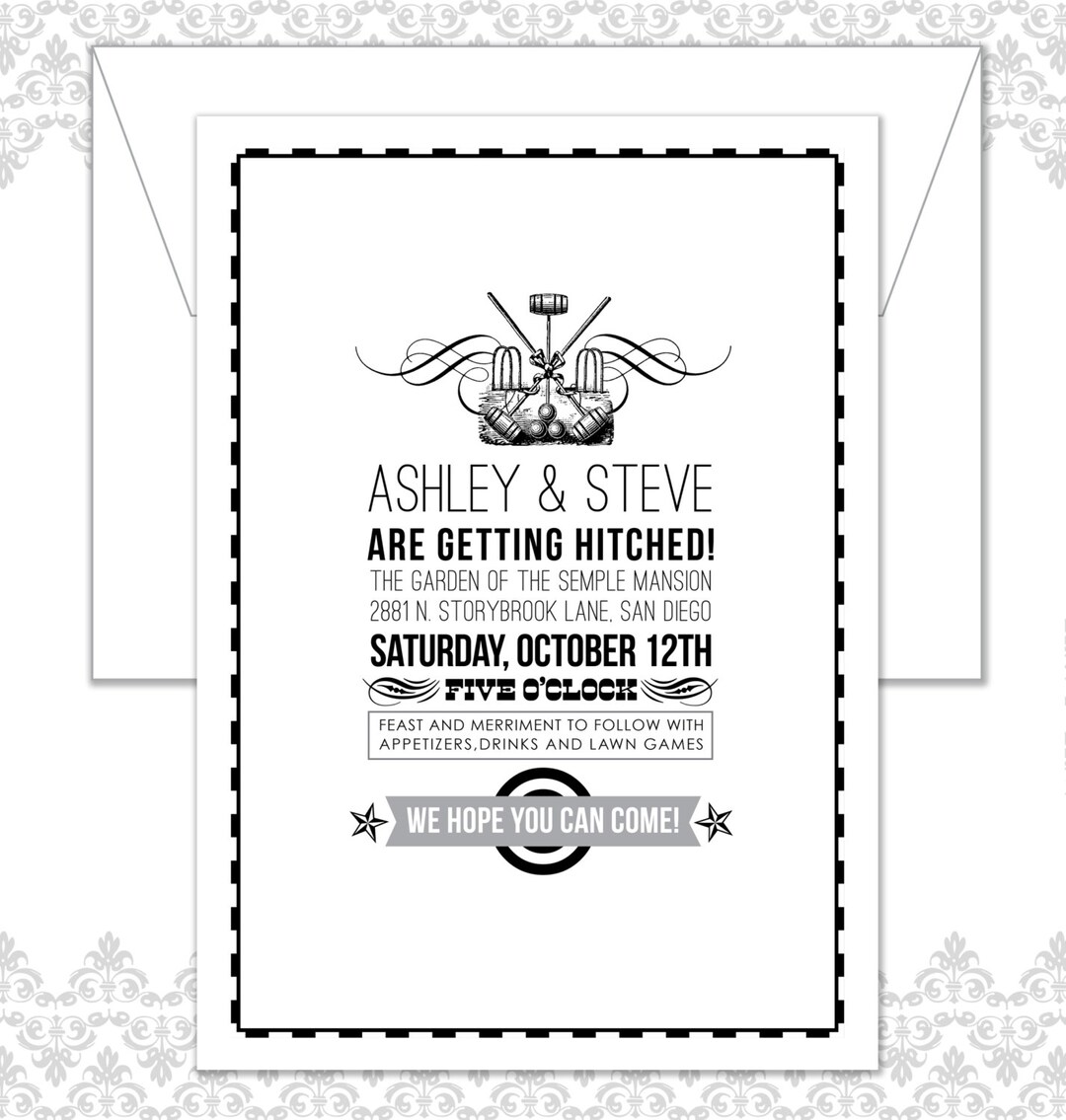 Croquet Wedding Invite - Croquet Invite - Garden Wedding Invite ...