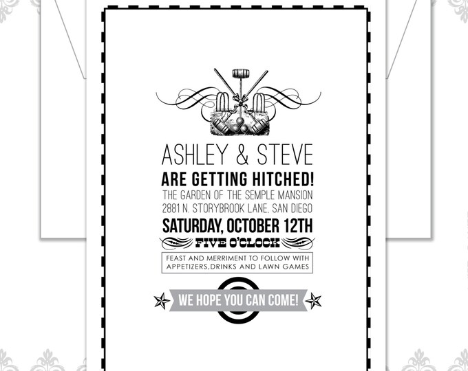 Croquet Wedding Invite - Croquet Invite - Garden Wedding Invite ...