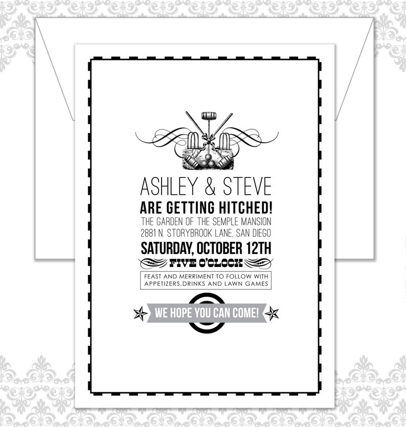 Croquet Wedding Invite Croquet Invite Garden Wedding Invite Modern ...