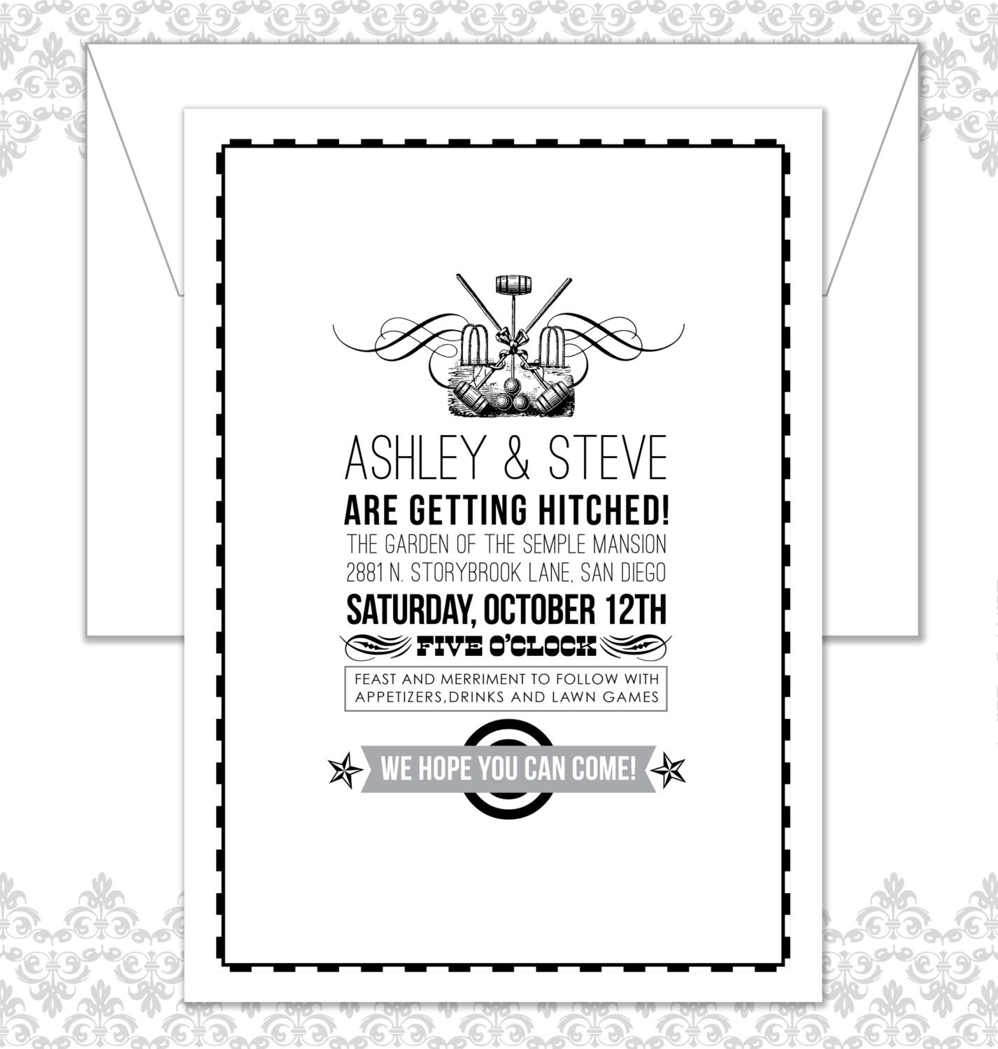 Croquet Wedding Invite Croquet Invite Garden Wedding Invite Modern ...