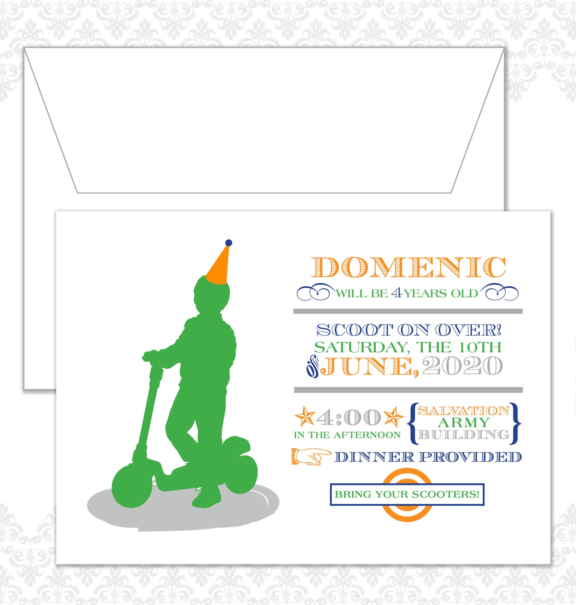 Scooter Birthday Invite, Scooters, Scooter Invite, Silhouette Boy ...