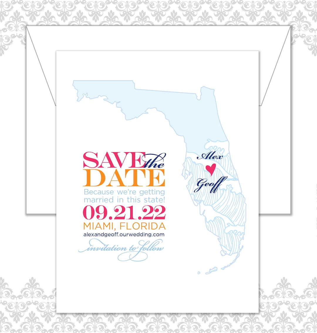 State Save the Date Florida (available in All U.S. States), Custom ...