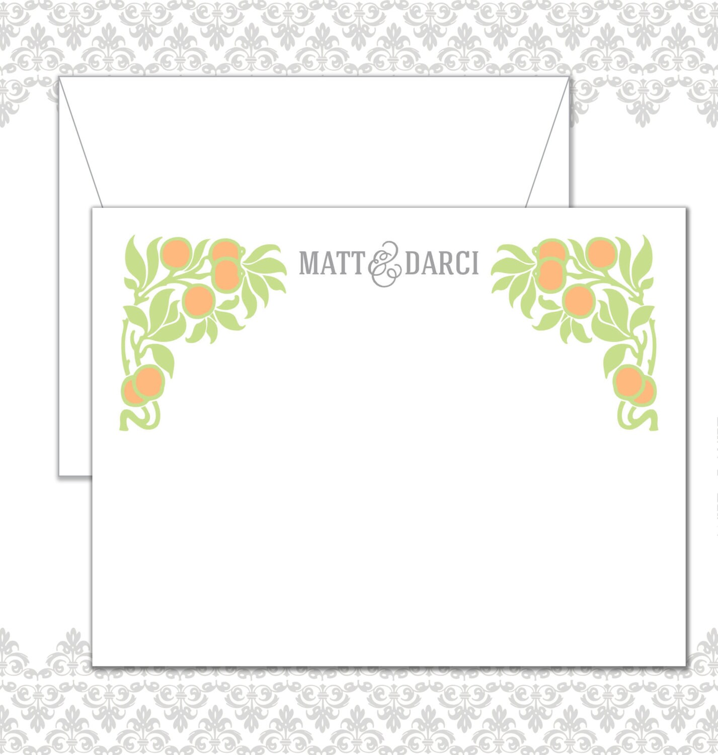 Fruit and Leaves Stationery Set of 12 Cards and Envelopes, Lemon ...