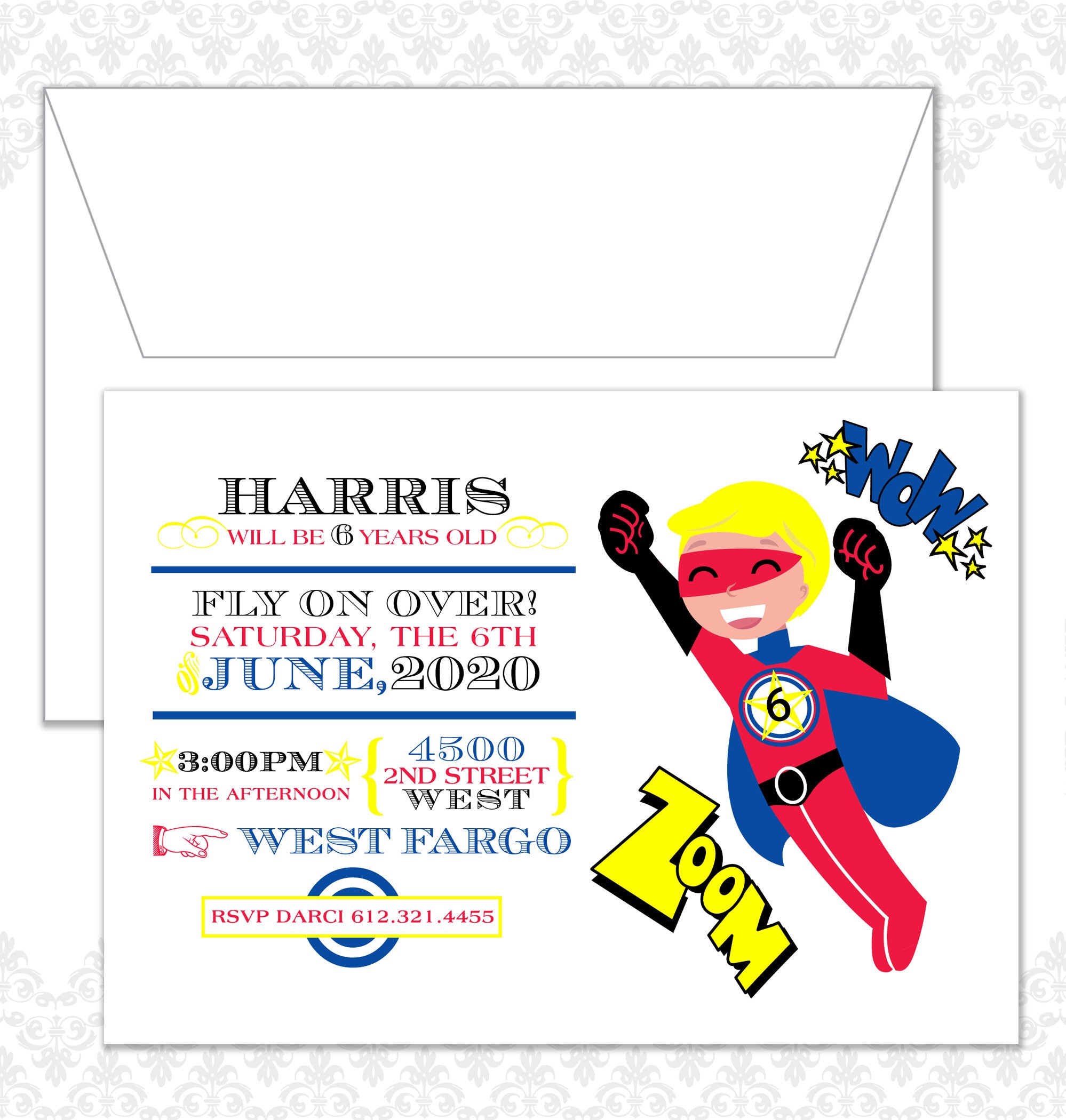 Superhero Party Invite Modern Super Hero Birthday Invitation - Etsy