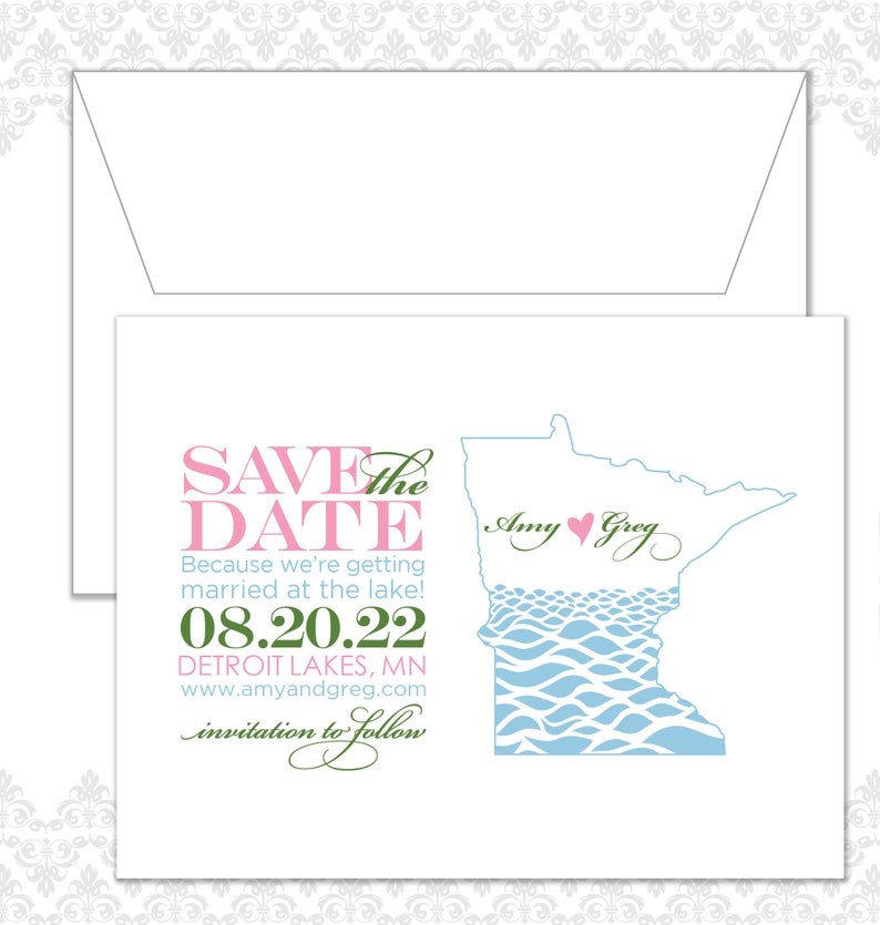 Minnesota Save the Date (available in All U.S. States), Lakes, Lake ...